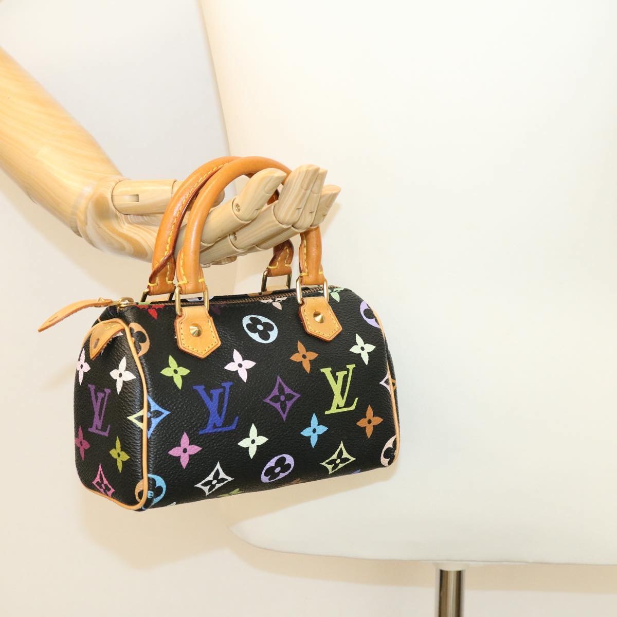 LOUIS VUITTON Monogram Multicolor Mini Speedy Hand Bag Black LOUIS VUITTON Monogram Multicolor Mini Speedy Hand Bag Black
